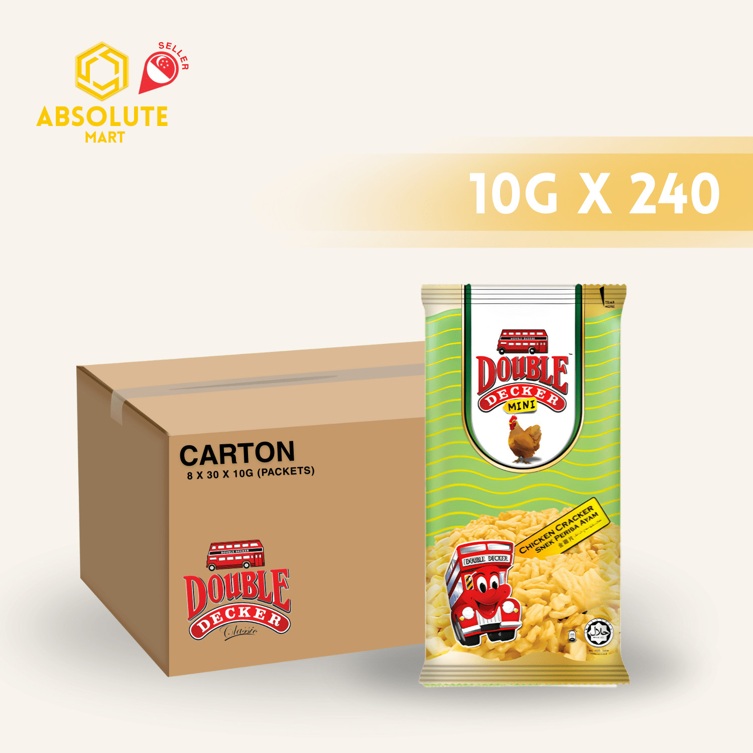 [CARTON] DOUBLE DECKER Mini Chicken Cracker 8 X 30 X 10G (PACKETS ...