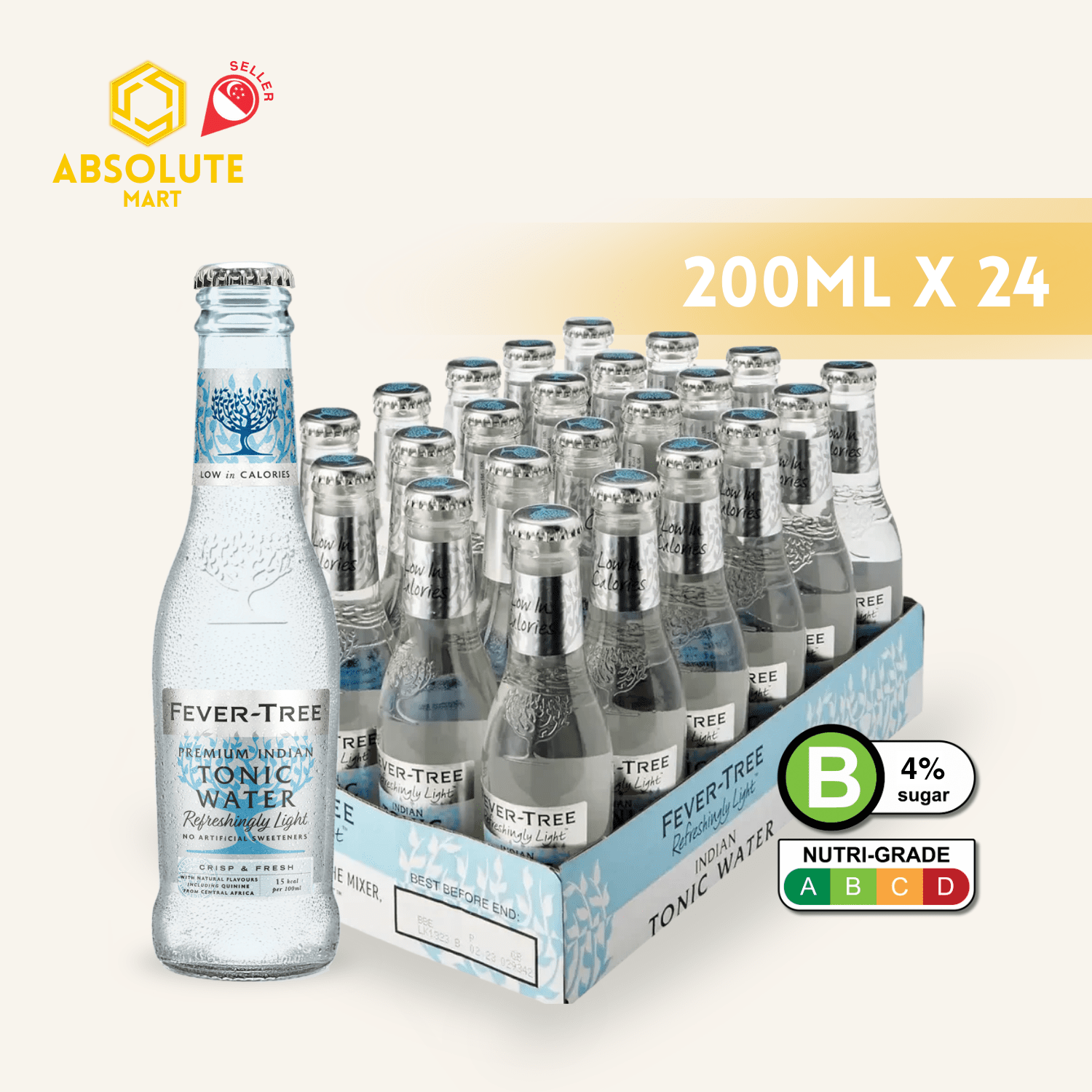 FEVER TREE Premium Light Indian Tonic Water 200ML X 24 (GLASS ...