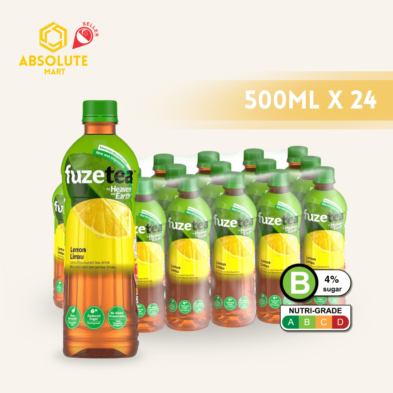 H&E Fuze Lemon Tea 500ML X 24 (BOTTLES) – ABSOLUTE MART