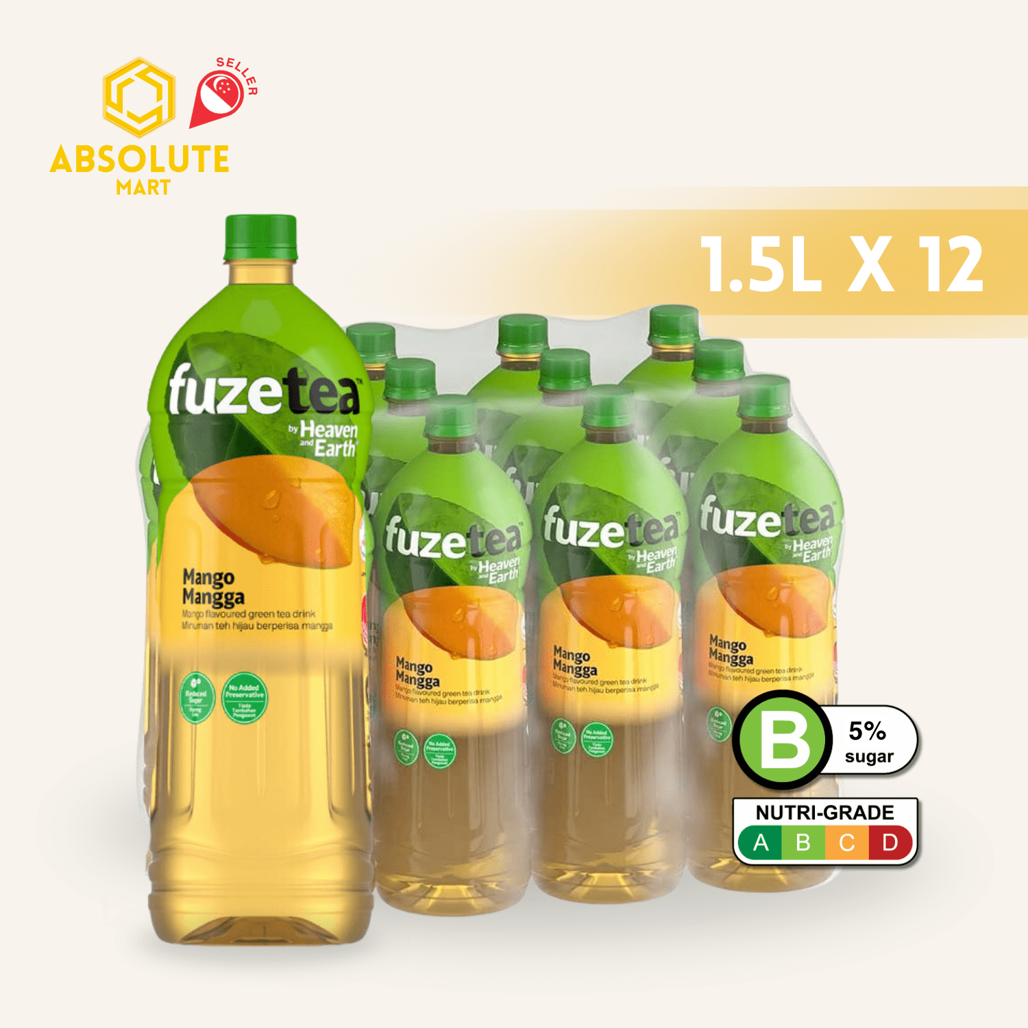 H&E Fuze Mango Tea 1.5L X 12 (BOTTLE) – ABSOLUTE MART