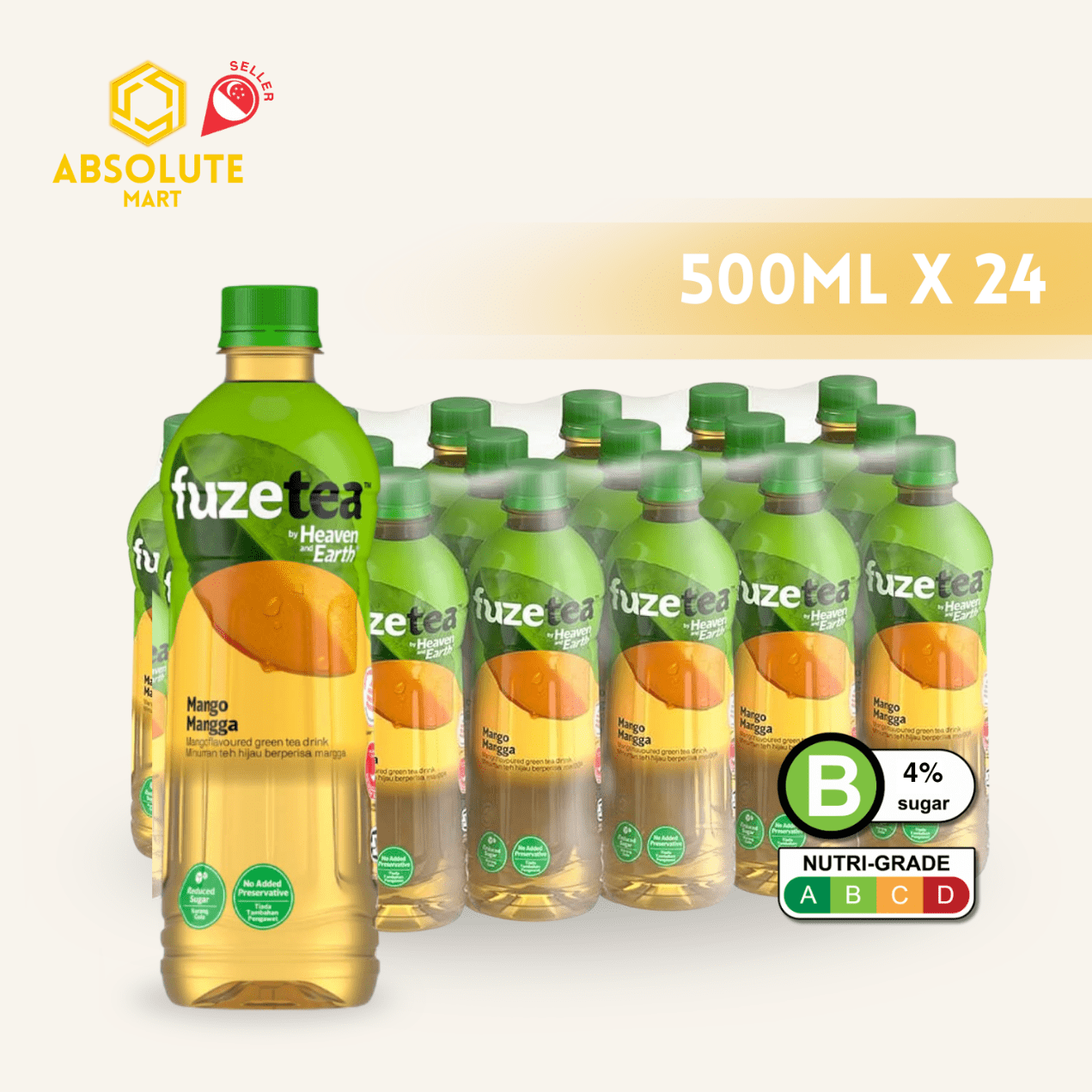H&E Fuze Mango Tea 500ML X 24 (BOTTLE) – ABSOLUTE MART