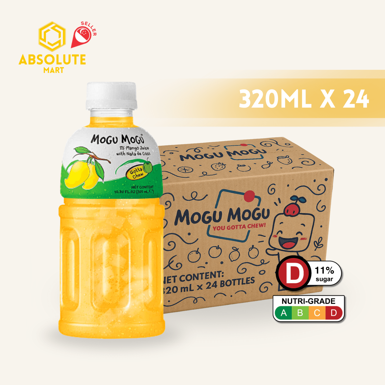 MOGU MOGU Mango 320ML X 24 (BOTTLE) – ABSOLUTE MART