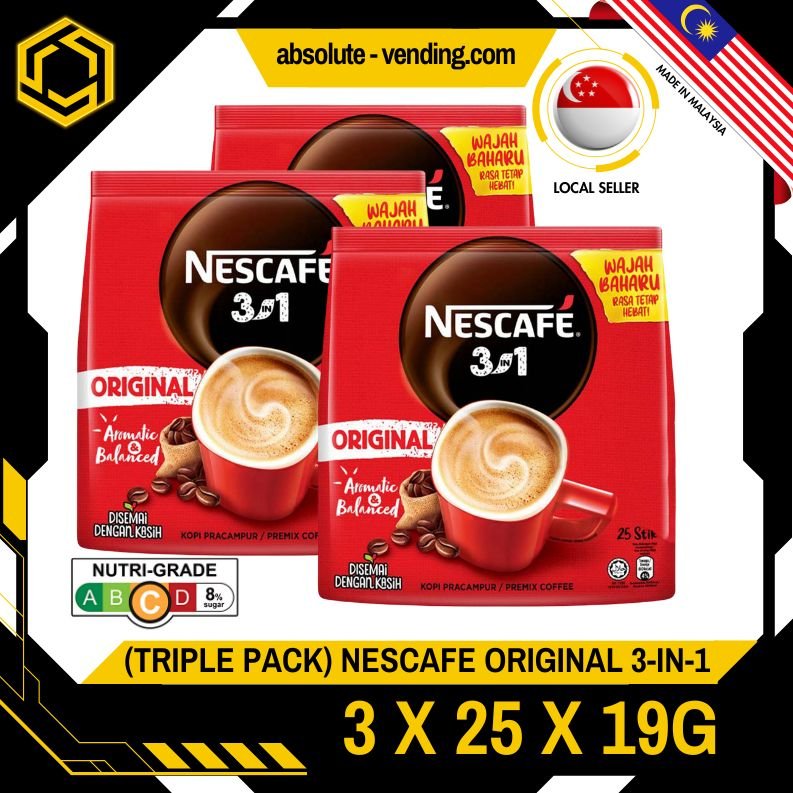 [TRIPLE PACK] NESCAFE ORIGINAL 3 IN 1 BLEND & BREW 3 PACK X 25 STICKS ...