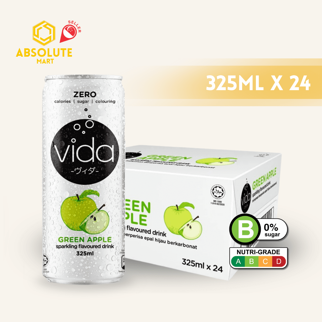 VIDA Zero Sparkling Green Apple 325ML X 24 (CAN) – ABSOLUTE MART